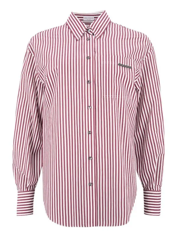 Brunello Cucinelli Striped Long-sleeved Shirt - Pink
