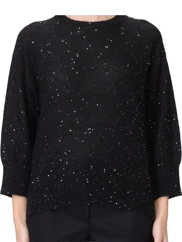 Fabiana Filippi Long-sleeved Pullover With Sequins - Black