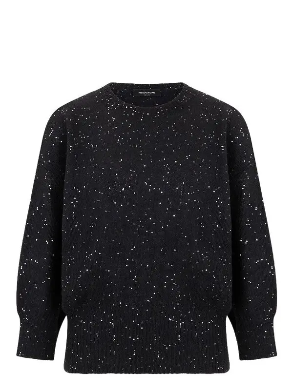 Fabiana Filippi Long-sleeved Pullover With Sequins - Black