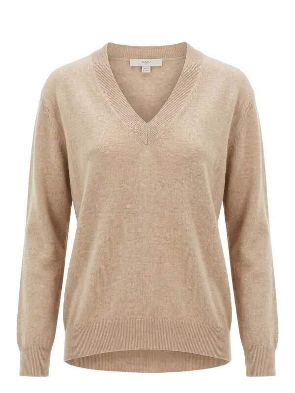 Malo Long-sleeve V-neck Sweater - Light Sand