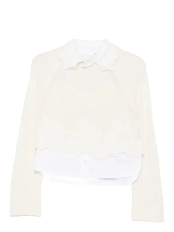 Ermanno Scervino Lace Trim Layered-effect Knitted Sweater - Light Cream
