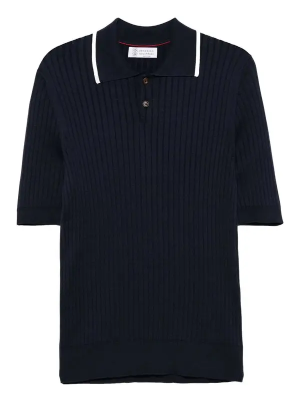 Brunello Cucinelli Ribbed Polo Shirt - Black