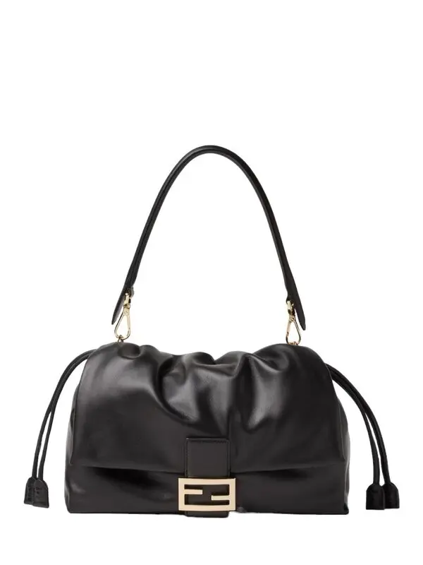 Fendi Baguette Soft Large Nappa Leather Bag - Black