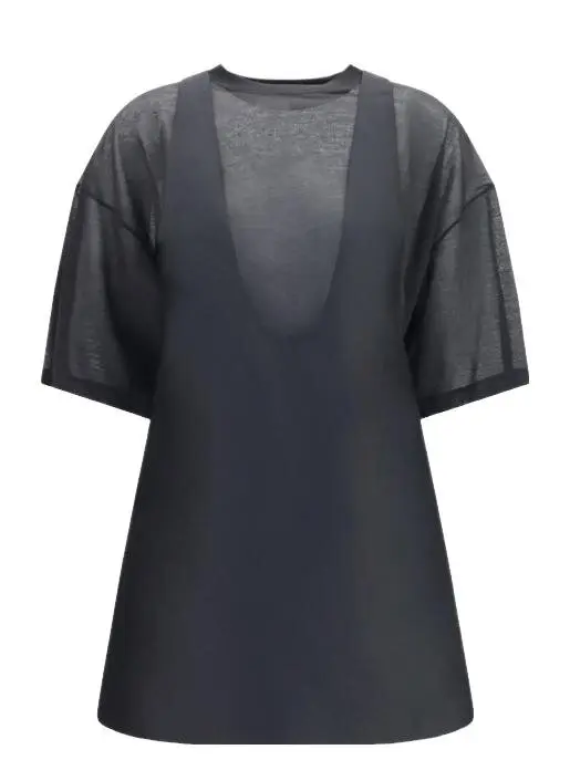 Balenciaga Sheer Layered Mini Dress - Black