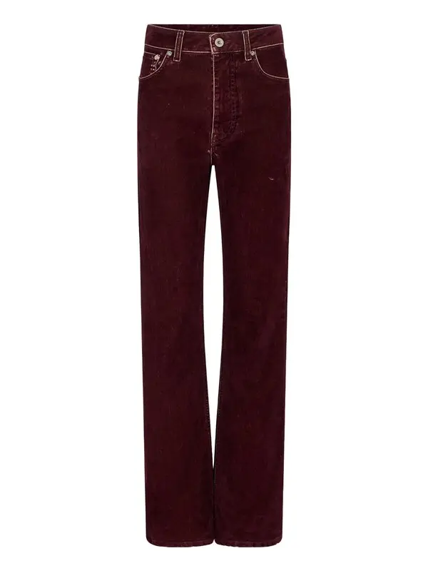 Rabanne High-waisted Straight-leg Velvet Trousers - Brown