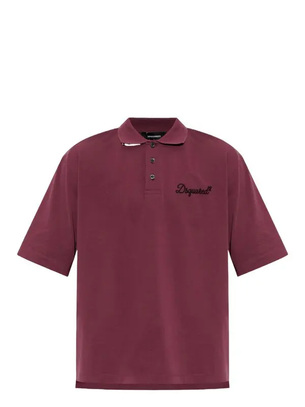 Dsquared2 Polo With Embroidered Logo - Wine Red