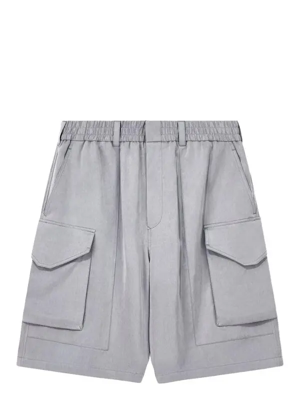 Giorgio Armani Bermuda Shorts In Washed Lyocell Poplin - Grey