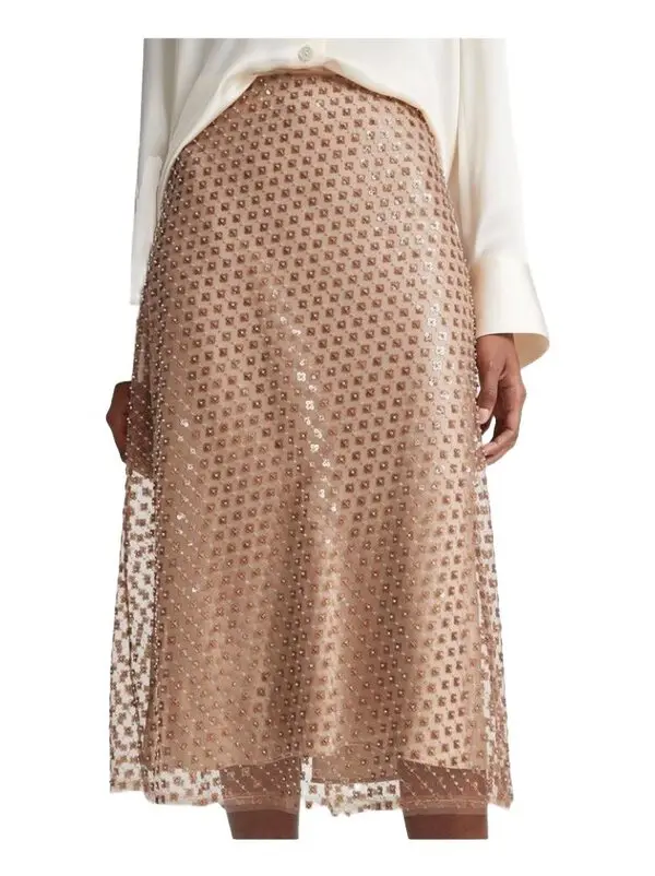 Vince Embellished Sequined Midi Skirt - Pink