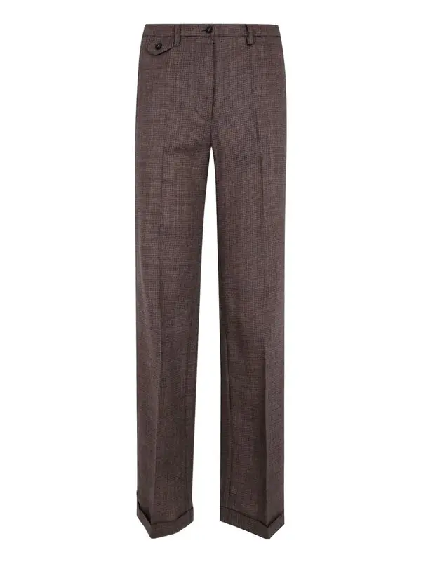 Seventy Checked Wool Tailored Pants - Brown