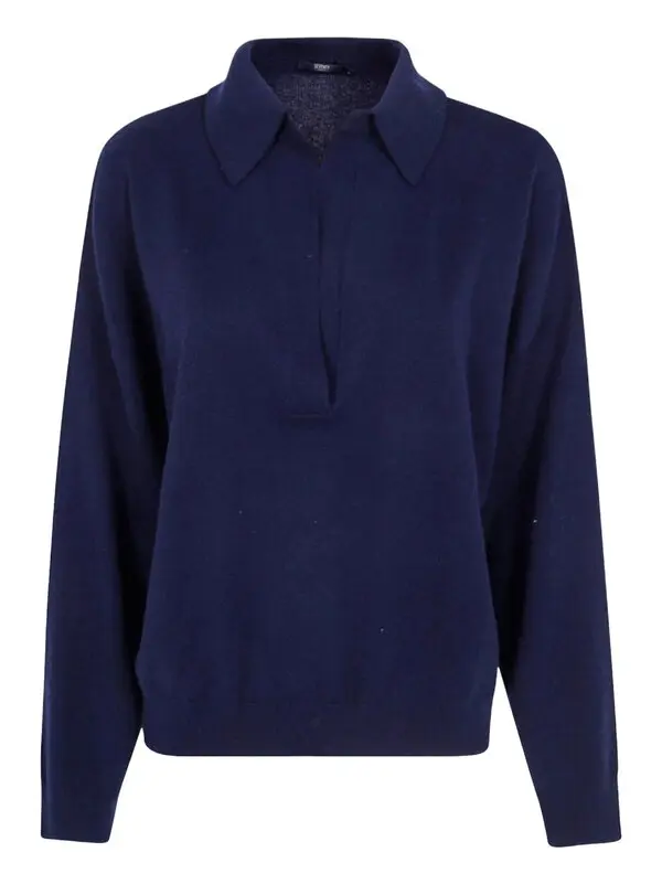 Seventy Wool Cashmere Blend Polo Neck Sweater - Blue