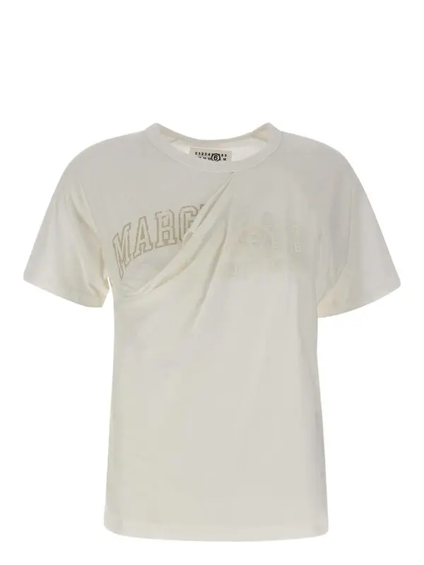 MAISON MARGIELA Crewneck T-shirt With Front Pleat Detail - White
