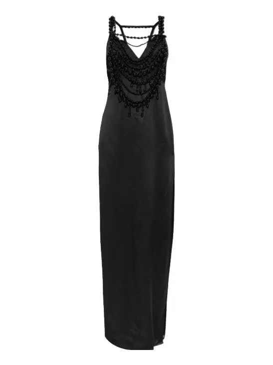 Balmain Embellished Slit Midi Skirt - Black