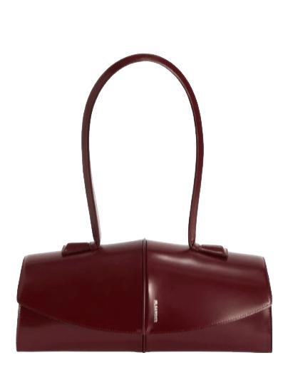 JIL SANDER Linea Piped Leather Shoulder Bag - Cherry Color