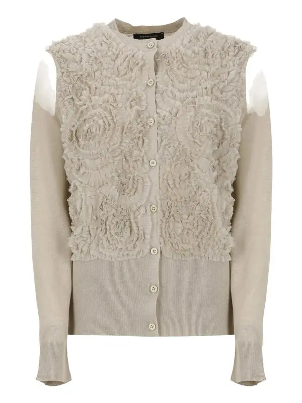 Fabiana Filippi Tulle Detailed Cardigan - Beige