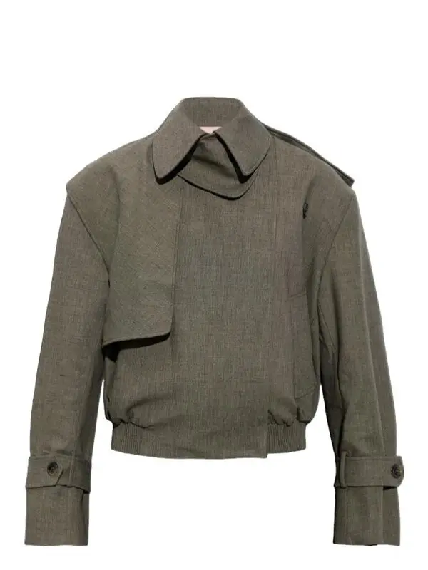 Christopher Esber Long Sleeve Asymmetrical Zip Bomber Jacket - Grey