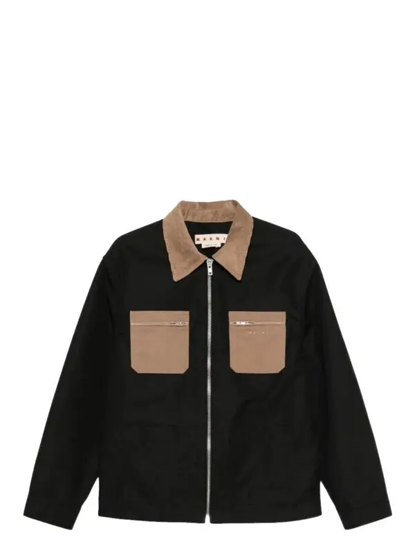 Marni Contrast-collar Patch-pocket Jacket - Black