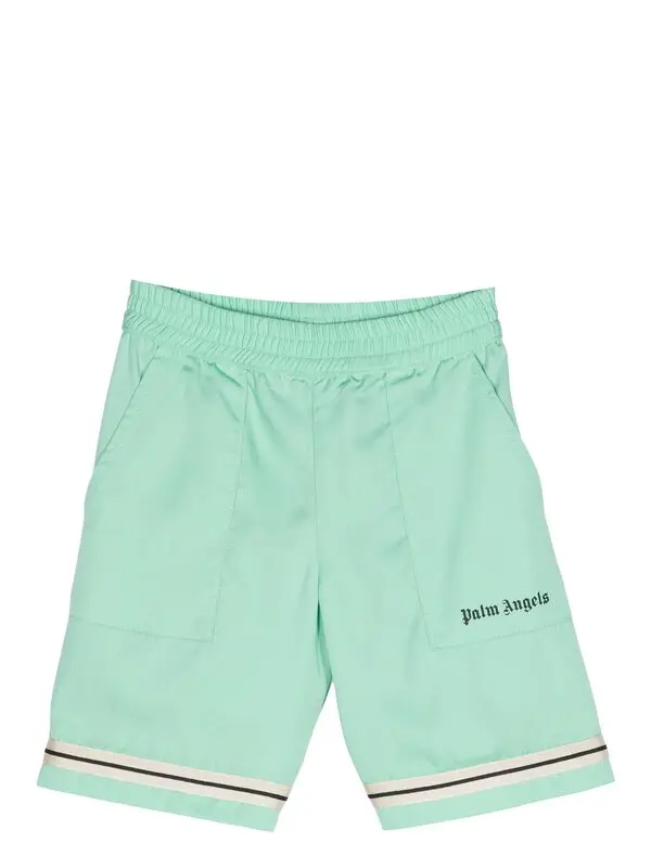 Palm Angels Logo-print Stripe-edge Shorts - Green