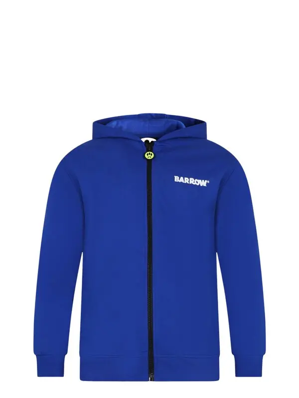 BARROW Logo-print Zip Hoodie - Blue