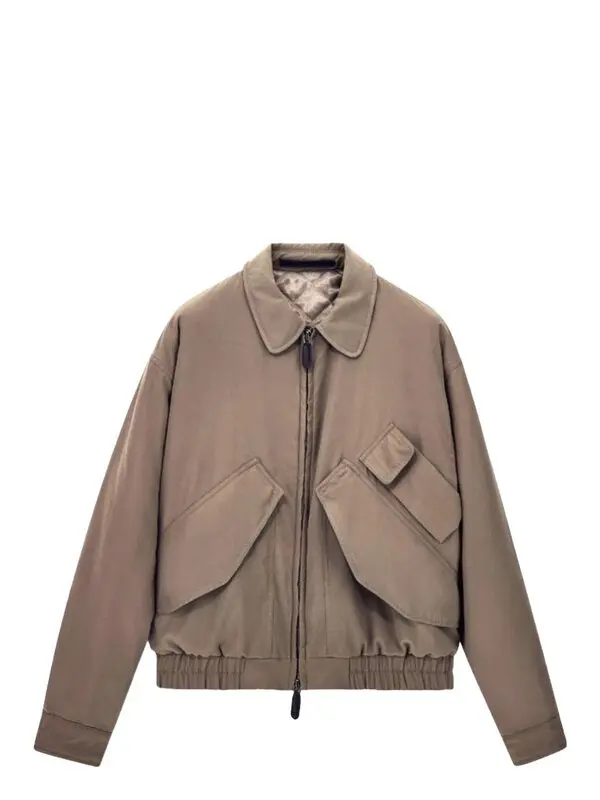 Giorgio Armani Oversized Satin Blouson Jacket With Suede Effect - Brown