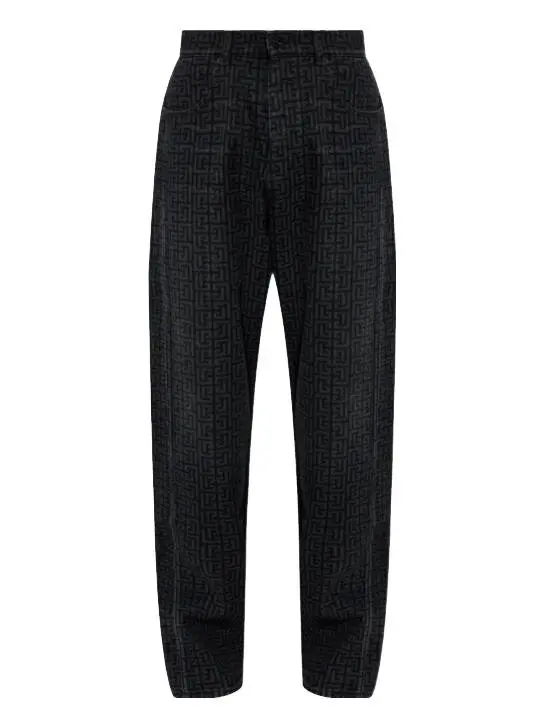 Balmain Monogrammed Belt-loop Jeans - Black
