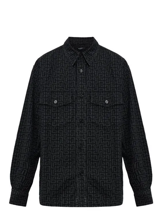 Balmain Monogram Oversized Shirt - Black