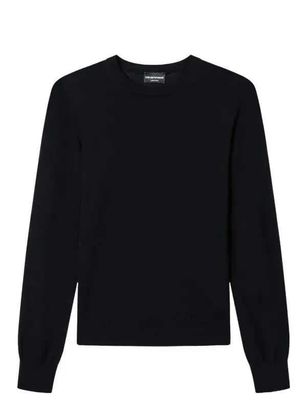Emporio Armani Crew Neck Virgin Wool Sweater - Black