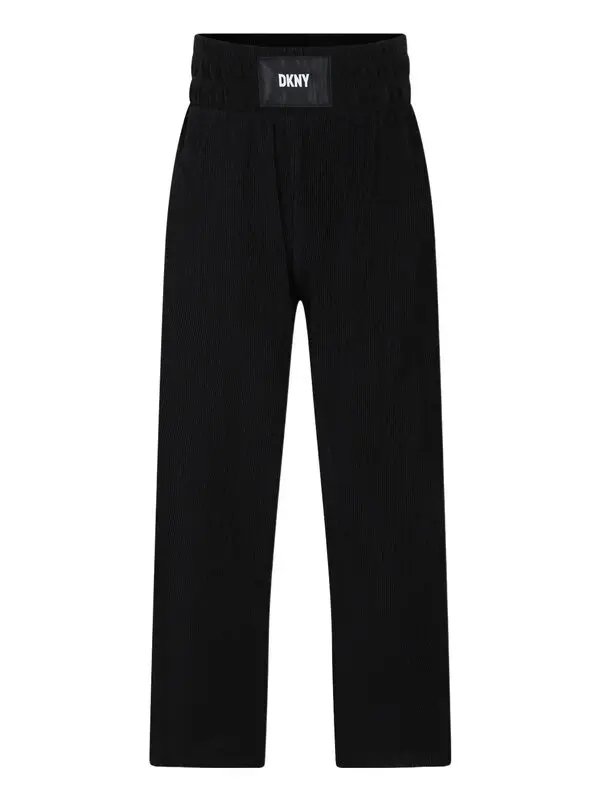 Dkny Logo Appliqué Pleated Trousers - Black