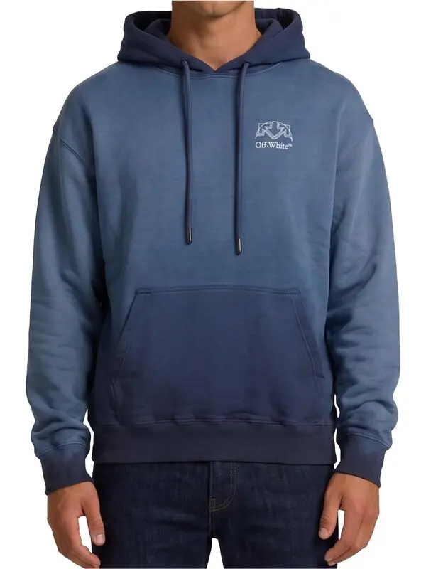 Off-White Drawstring Hooded Sweatshirt - Blue