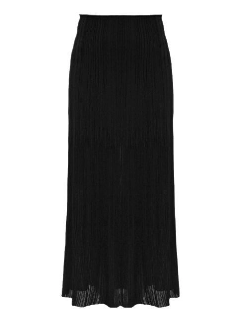 Balmain Pleated Midi Skirt With Elastic Waistband - Black
