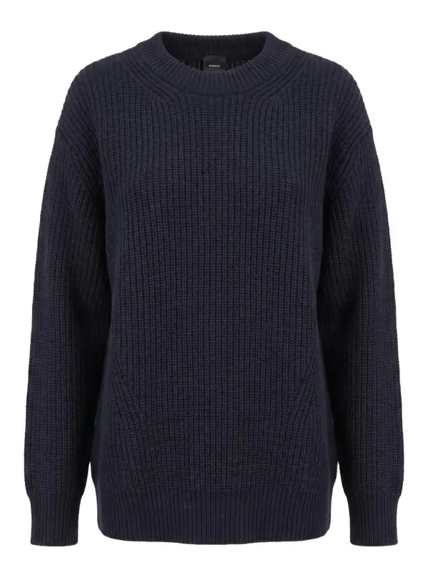 Pinko Ribbed Knit Crew Neck Sweater - Black