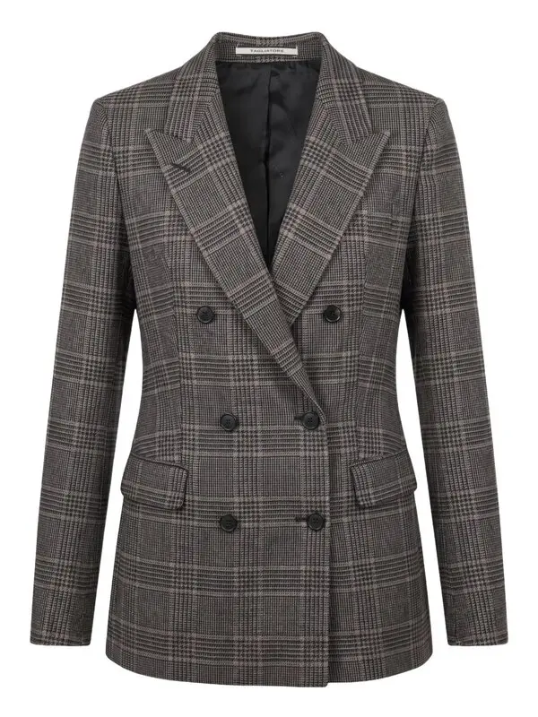 Tagliatore Double-breasted Plaid Blazer - Black