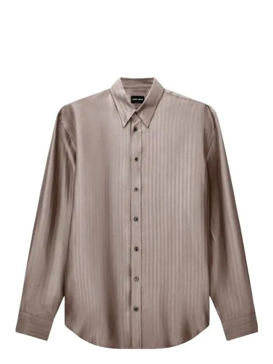 Giorgio Armani Herringbone Pattern Shirt - Brown