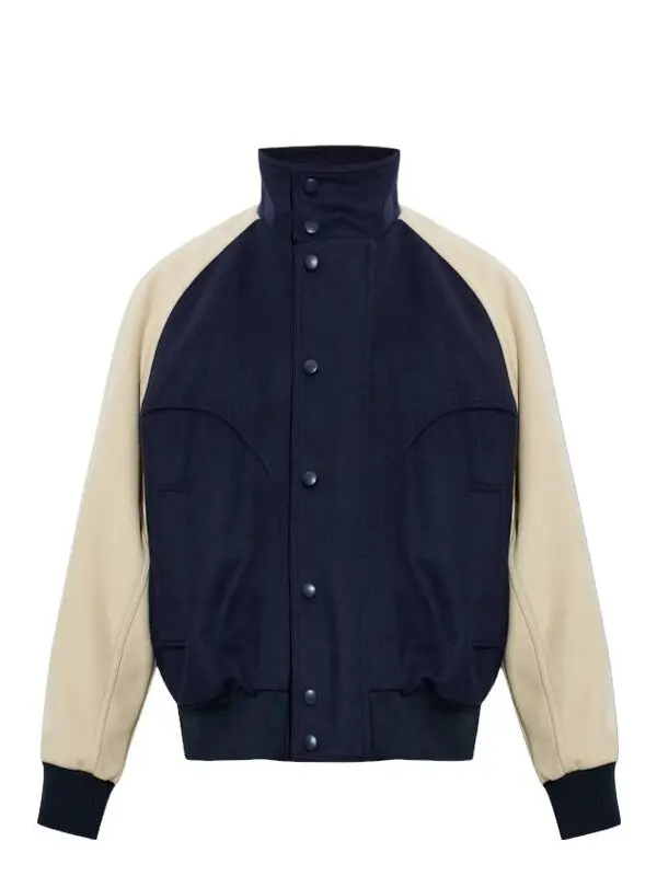 Balmain Long-sleeve Casual Jacket With High Neck - Navy Blue