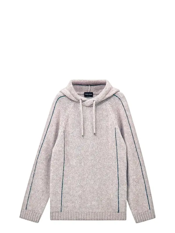 Giorgio Armani Contrast Stitch Hooded Sweater - Beige