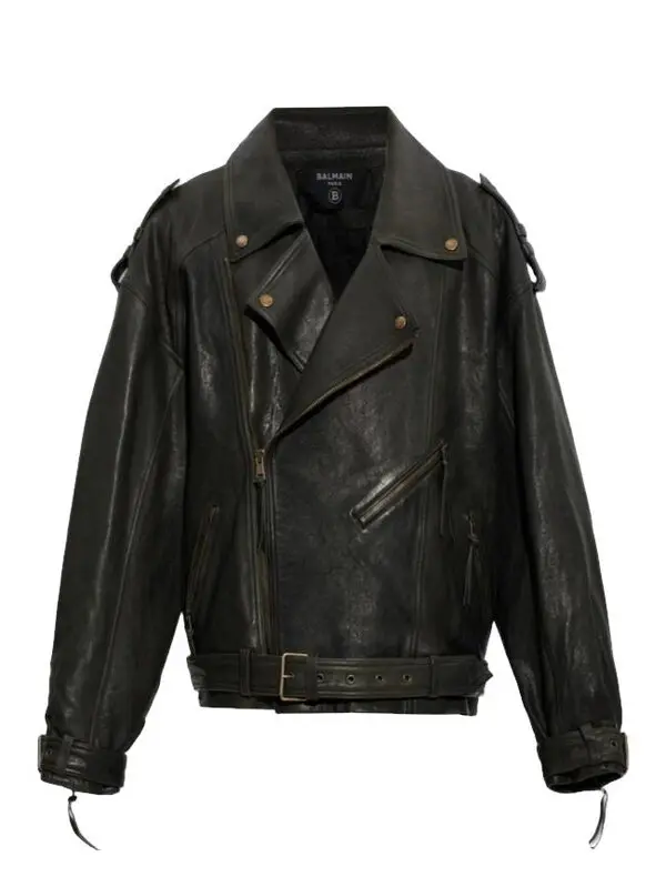 Balmain Leather Biker Jacket - Black