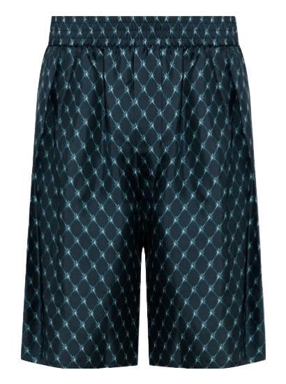 Balmain Printed Elastic Waist Shorts - Navy Blue