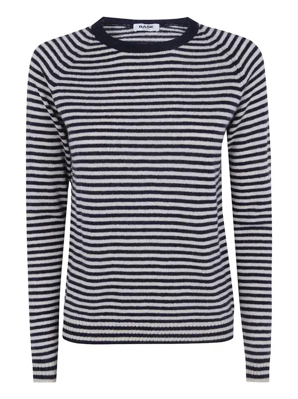 BASERANGE Long Sleeve Knitwear With Striped Pattern - Rice Blue