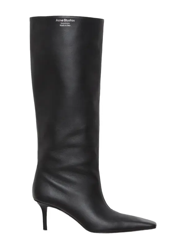 Acne Studios Logo Debossed High Heel Boots - Black