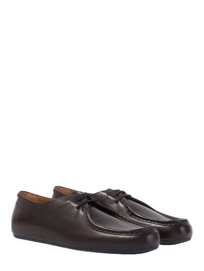 JIL SANDER Leather Lace-up Flats - Brown