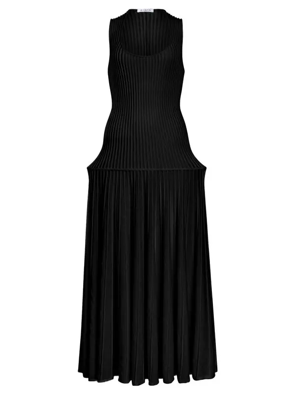 Alaïa Wool Crinoline Midi Dress - Black