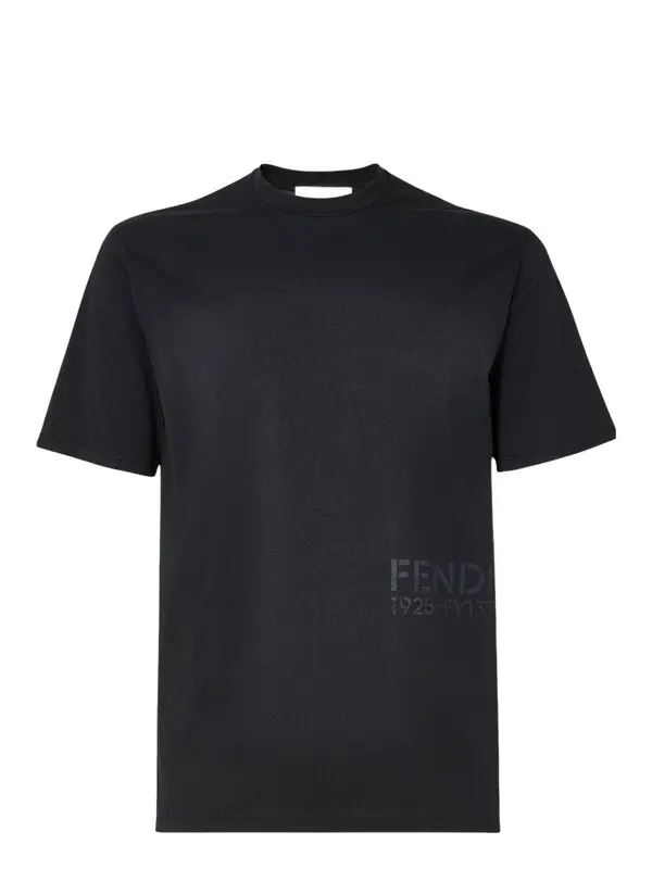 Fendi Logo Printed Crewneck T-shirt - Black