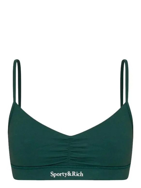 SPORTY  RICH Sporty & Rich Sleeveless V-neck Top With Pleated Details - Green