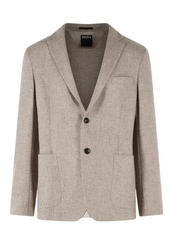 Zegna Single-breasted Patch-pocket Blazer - Nude