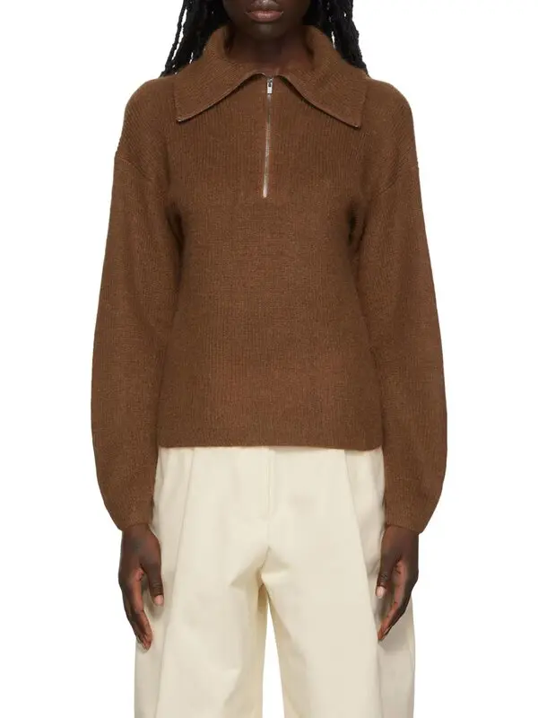 Vince Half-zip Pullover Jumper - Brown