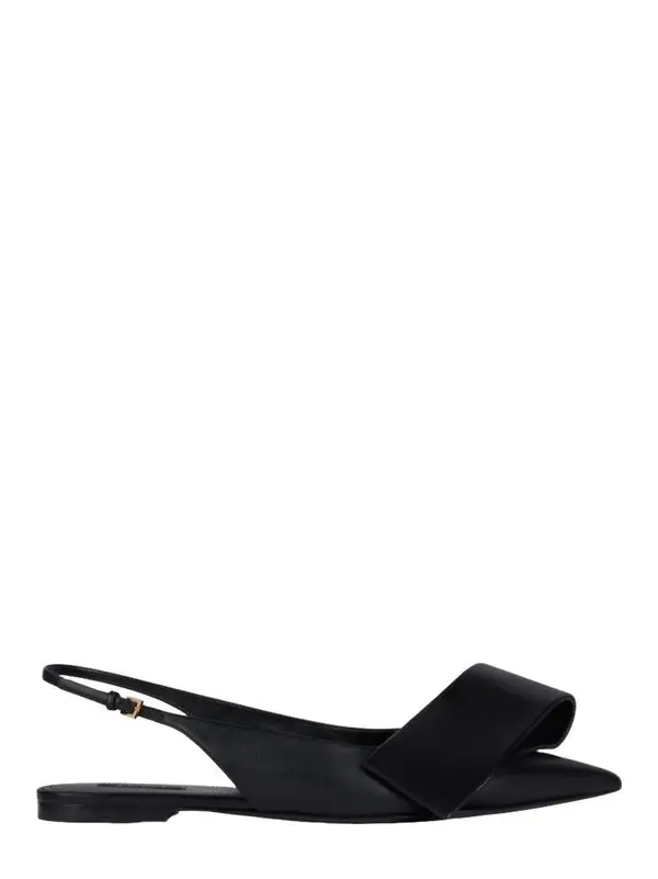 Givenchy Twisted Ribbon Flat Slingbacks In Leather - Black