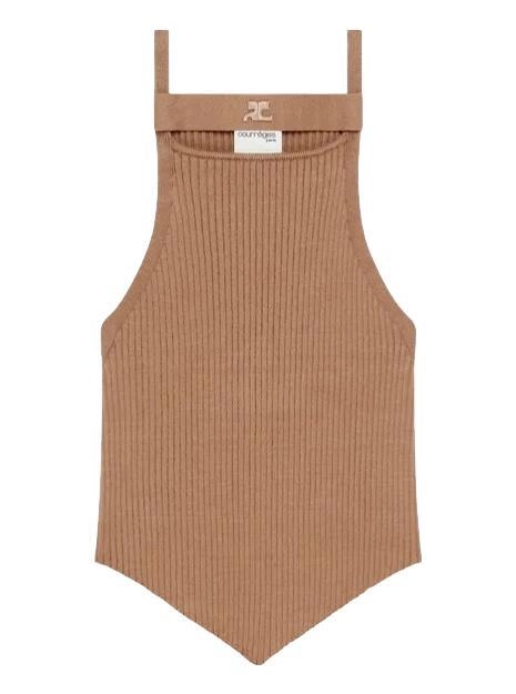 COURREGES Rib-knit Asymmetric Tank Top - Bronze