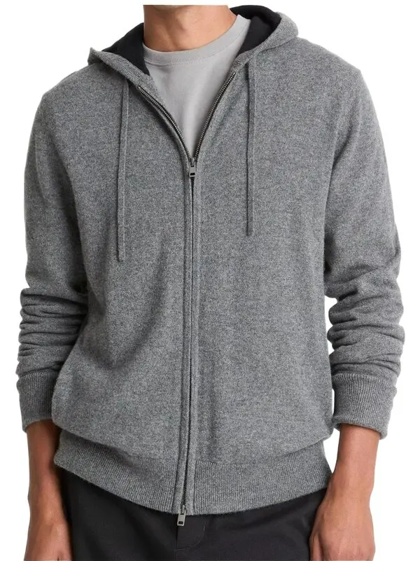 Vince Mélange-effect Zip-up Hoodie - Medium Hemp Gray/black