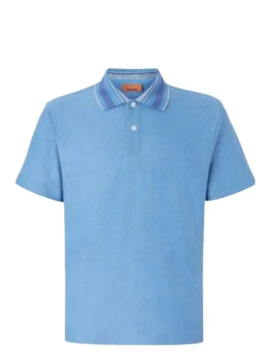 Missoni Patterned Collar Polo Shirt - Blue