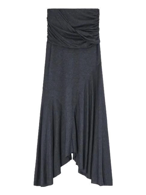 GANNI Long Jersey Skirt With Asymmetrical Hem - Phantom Black
