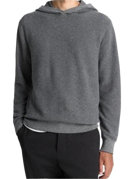 Vince Geometric Jacquard Knit Hoodie - Black